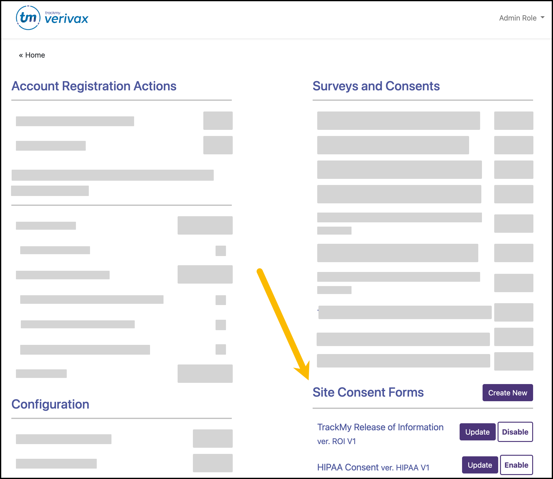 Manage consent forms